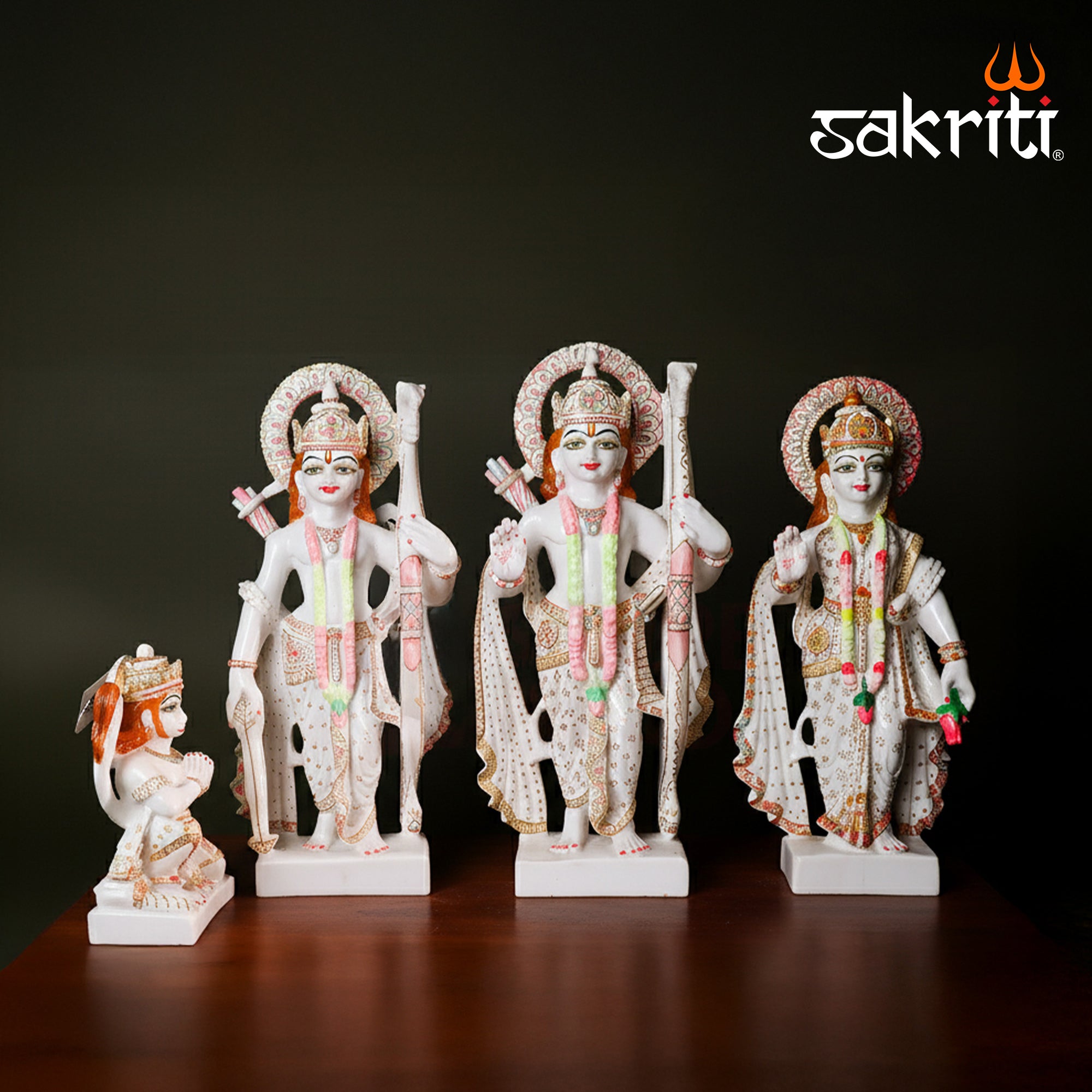 Marble Dust Ram Darbar Set – 17 Inch Height | Lord Rama, Sita, Lakshma ...