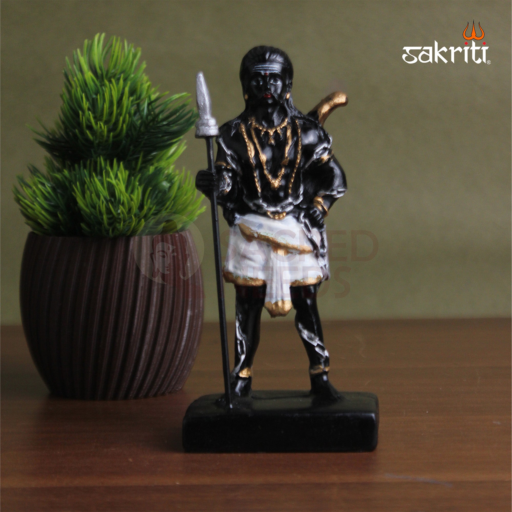 Marble Dust Karuppan Samy Idol – 5 Inch Guardian Deity Statue for Home ...