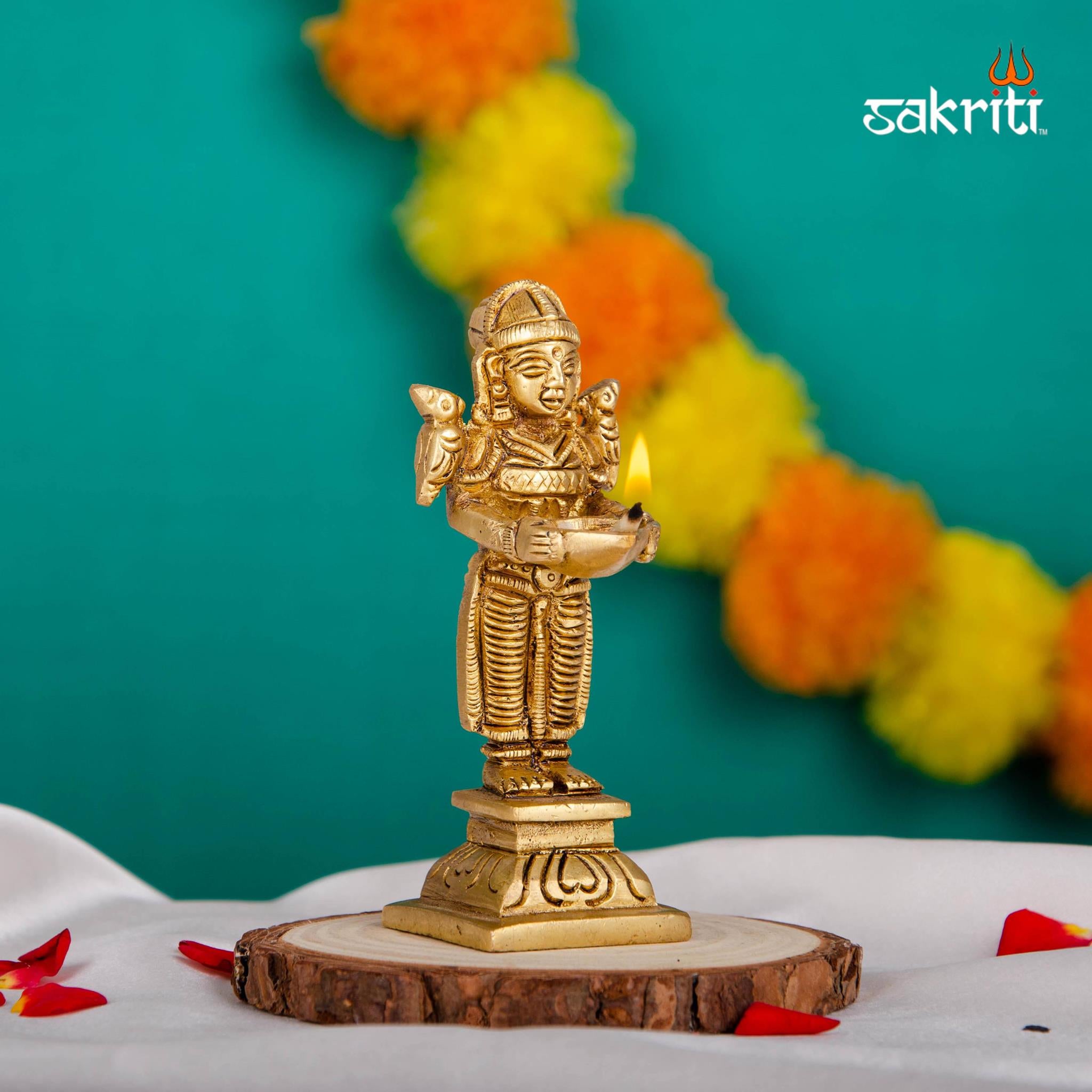 Brass Paavai Vilakku – 4.3 Inch Height | Traditional Brass Lady Lamp f ...