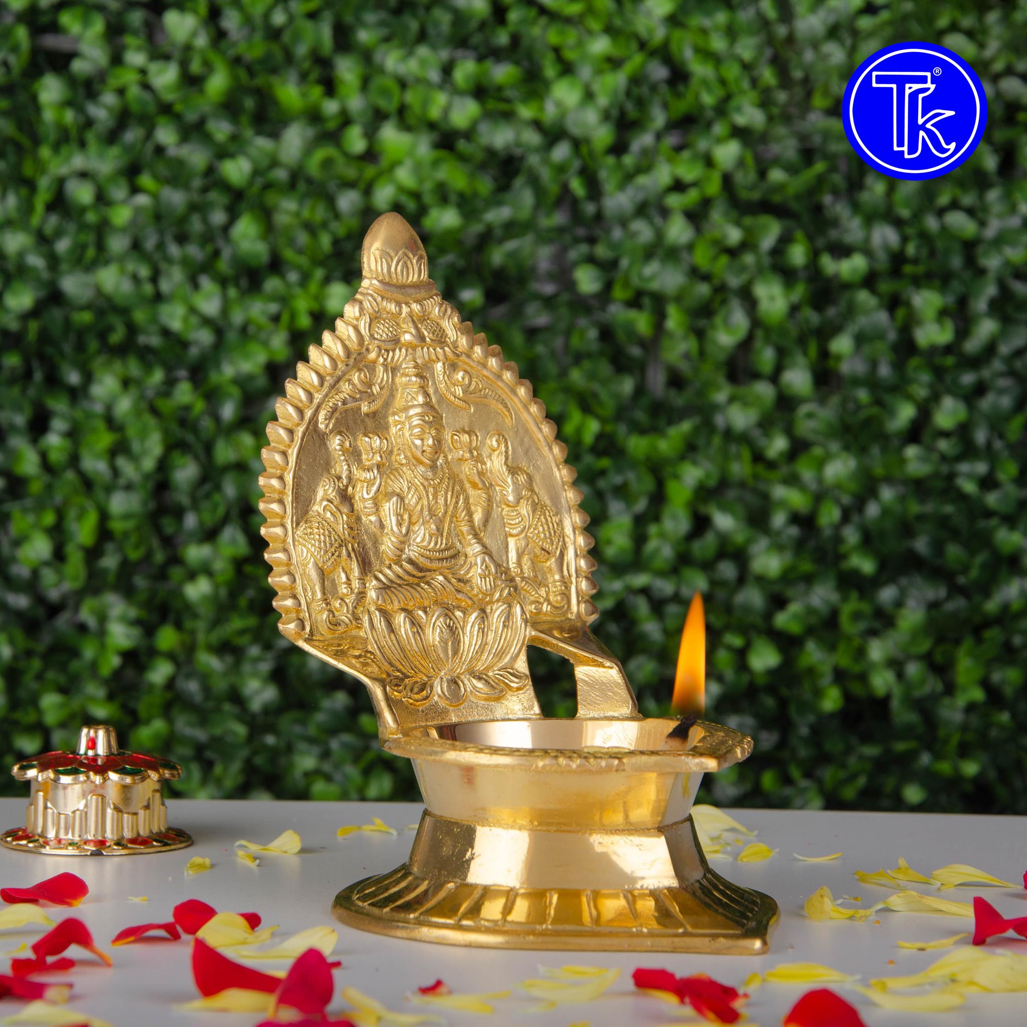 Brass Lakshmi Vilakku – 6 Inch Height | Mahalakshmi Oil Lamp for Diwal ...