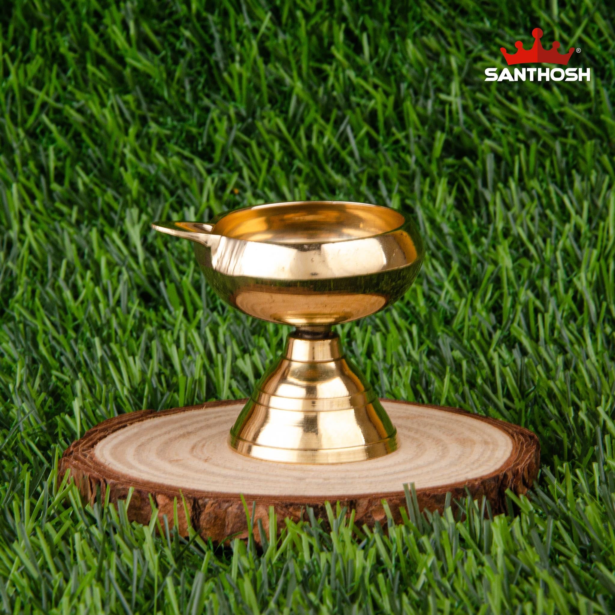Brass Plain Kuber Deepam Stand – 1.7 Inch Height | Simple Brass Base f ...