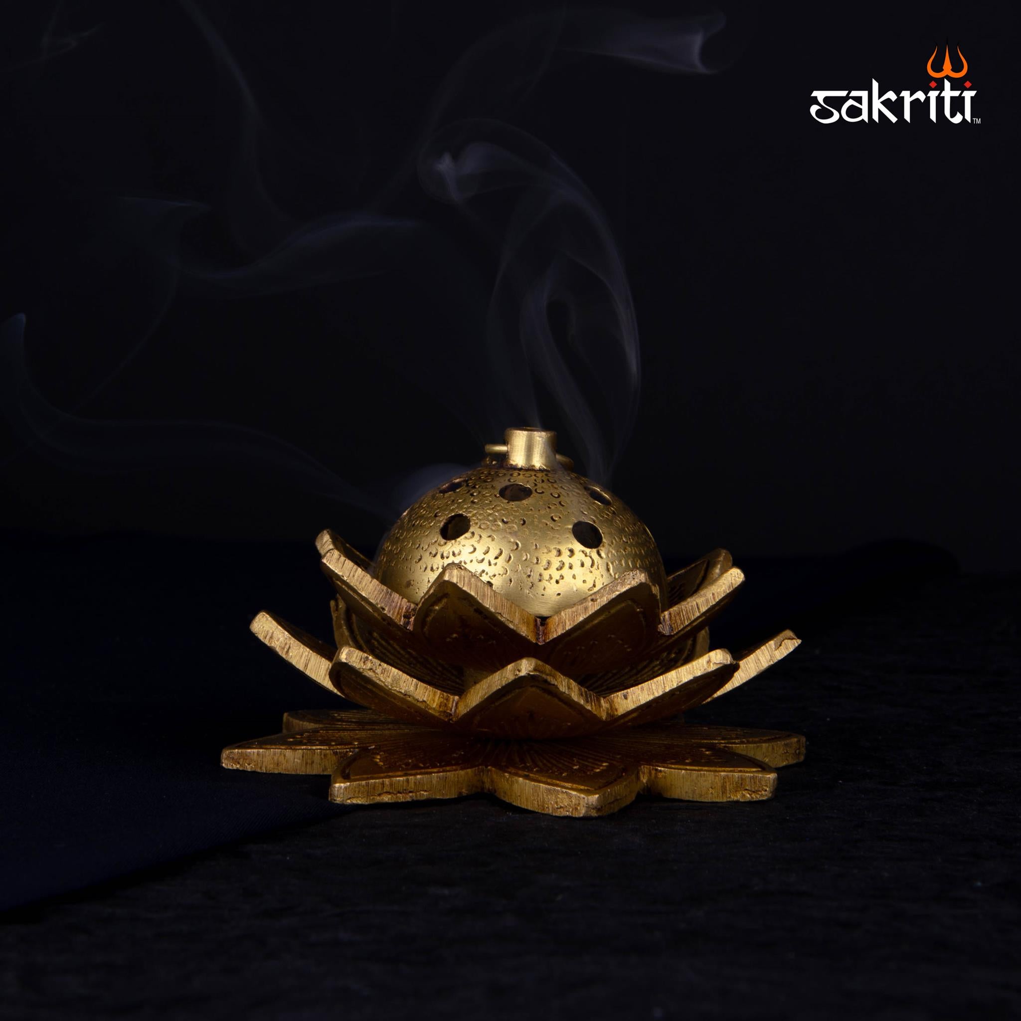 Brass Lotus Dhoop Dhani – 2.4 Inch Height | Lotus-Shaped Brass Incense ...