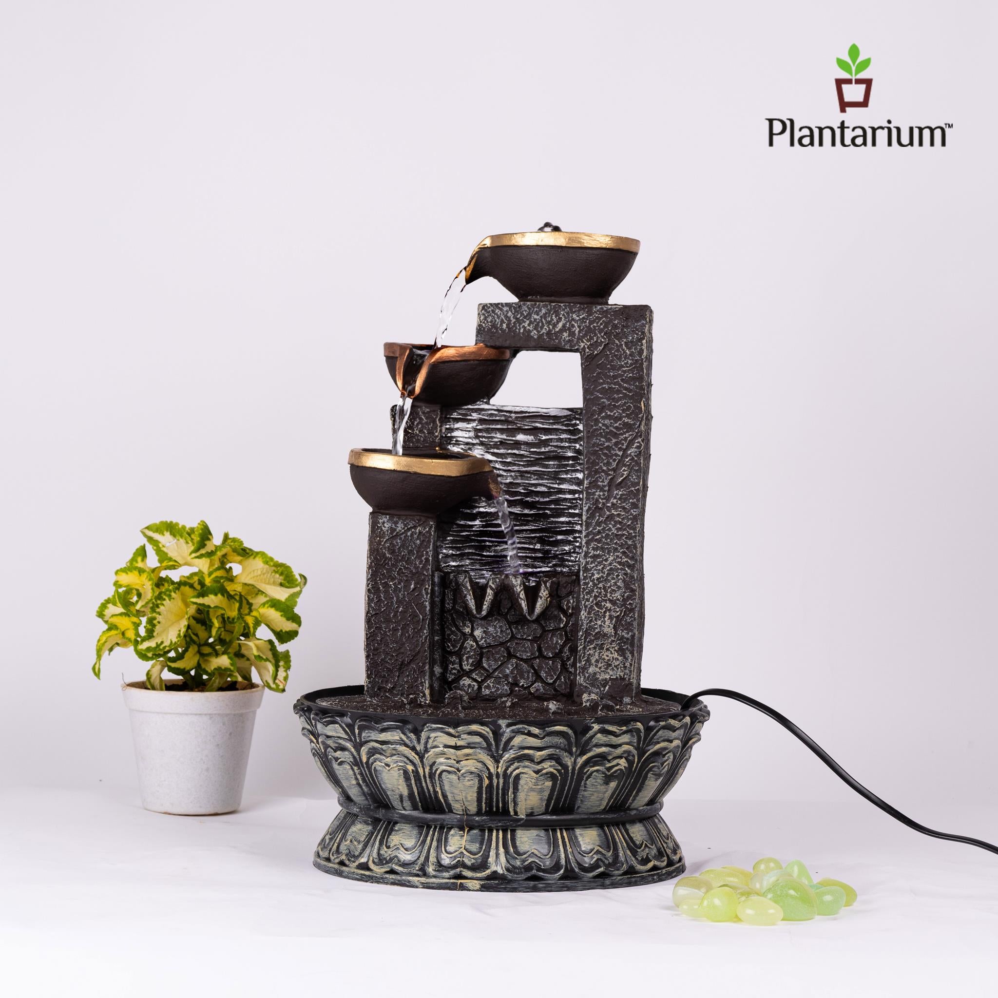 Poly Resin 4 Step Flow Fountain – 17 Inch Height | Cascading Water Fou ...