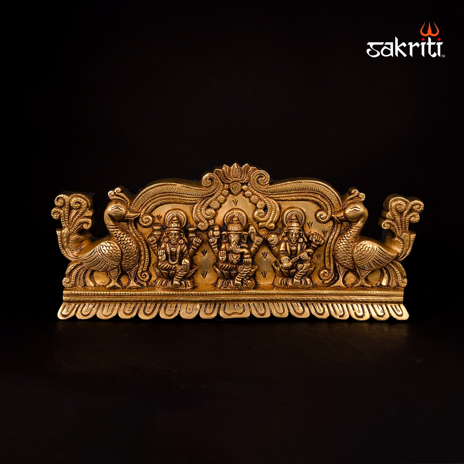 BRASS LAKSHMI, GANESHA, SARASWATHI PLATE MOUNTED – Sacred Needs