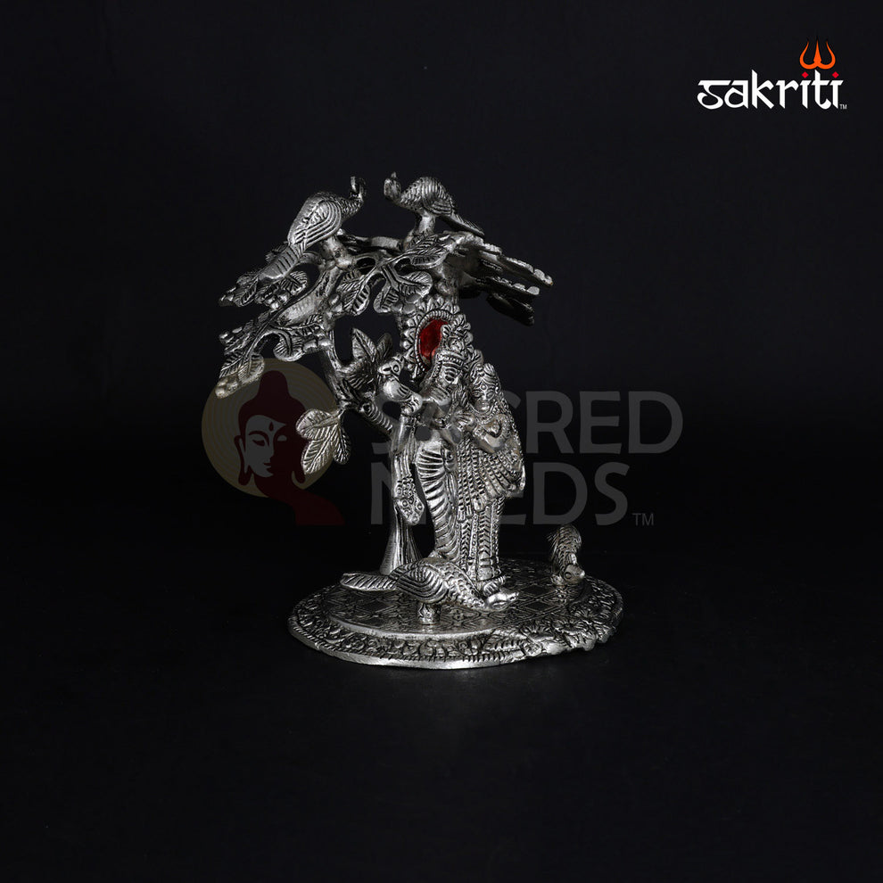 Aluminium Radha Krishna with Tree SP – 9.5 Inch Height | Krishna with – Sacred Needs