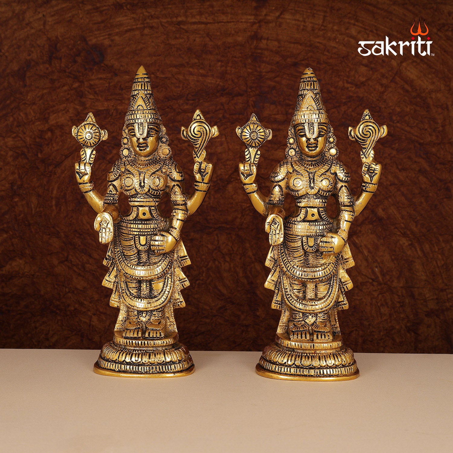 Aluminium Perumal Set Gold Polish – 10.5 Inch Large Decorative Devotio ...