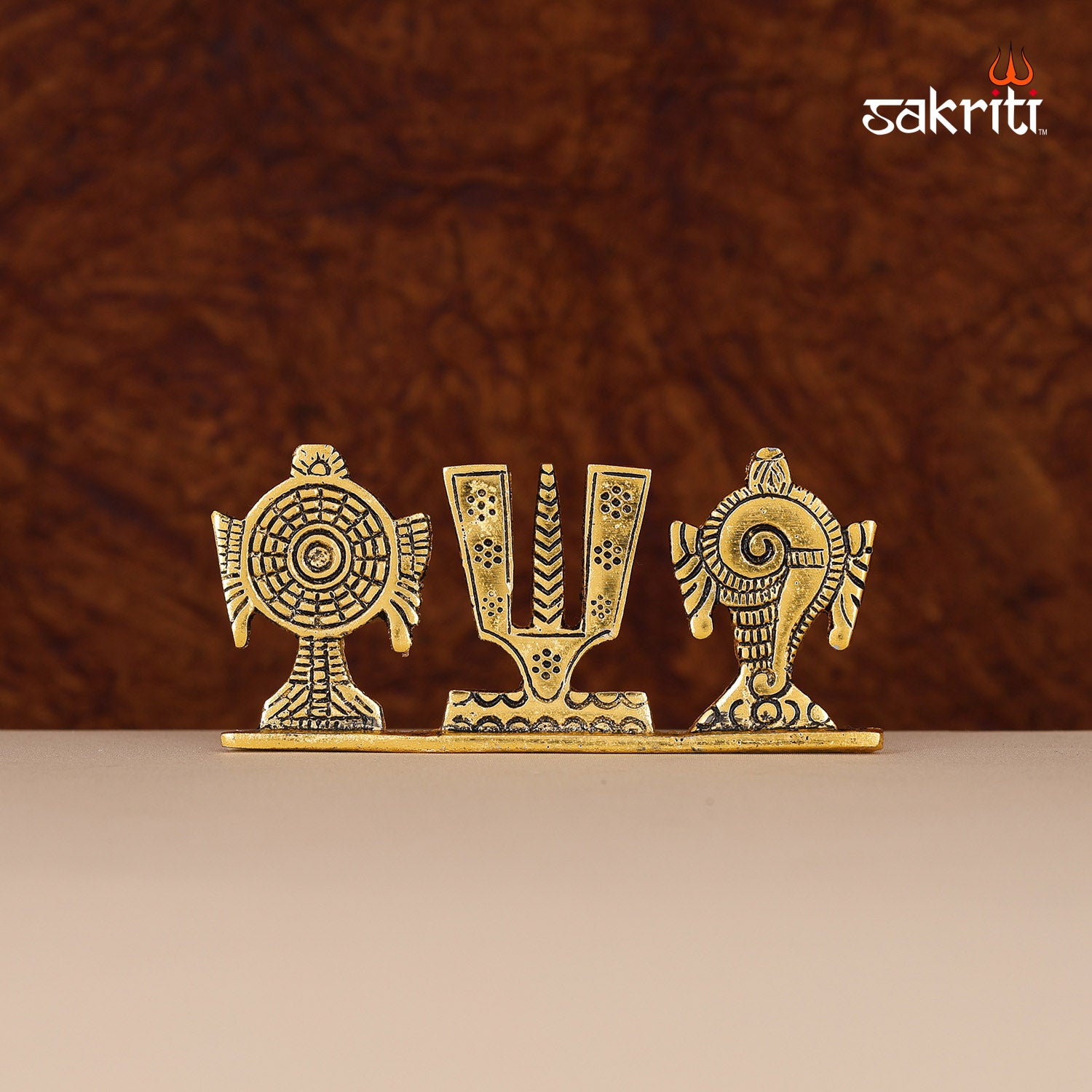 Aluminium Shankh Chakra Namam Plate Gold Polish – 4 Inch Length Devoti ...