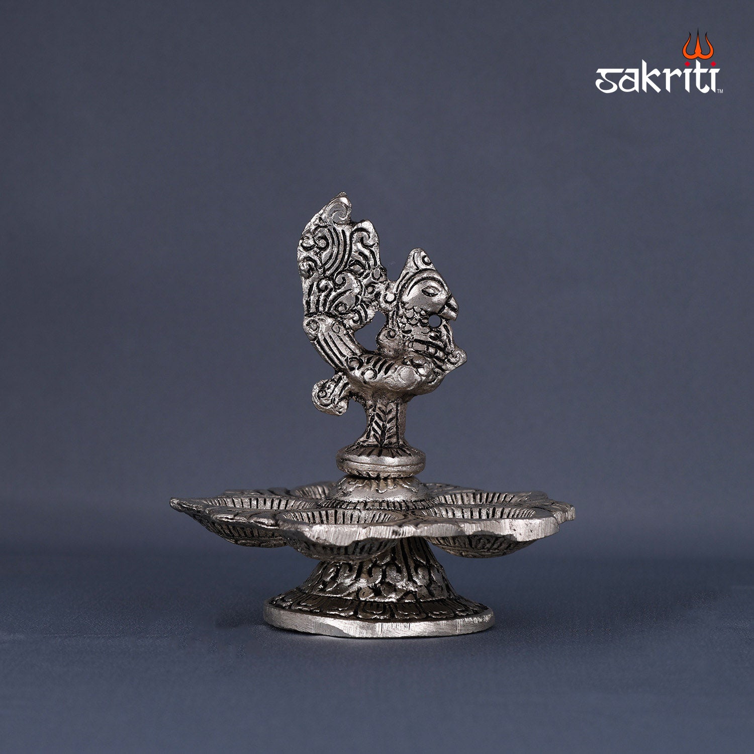 Aluminium Peacock Deepam Silver Polish – 4.1 Inch Traditional Oil Lamp ...