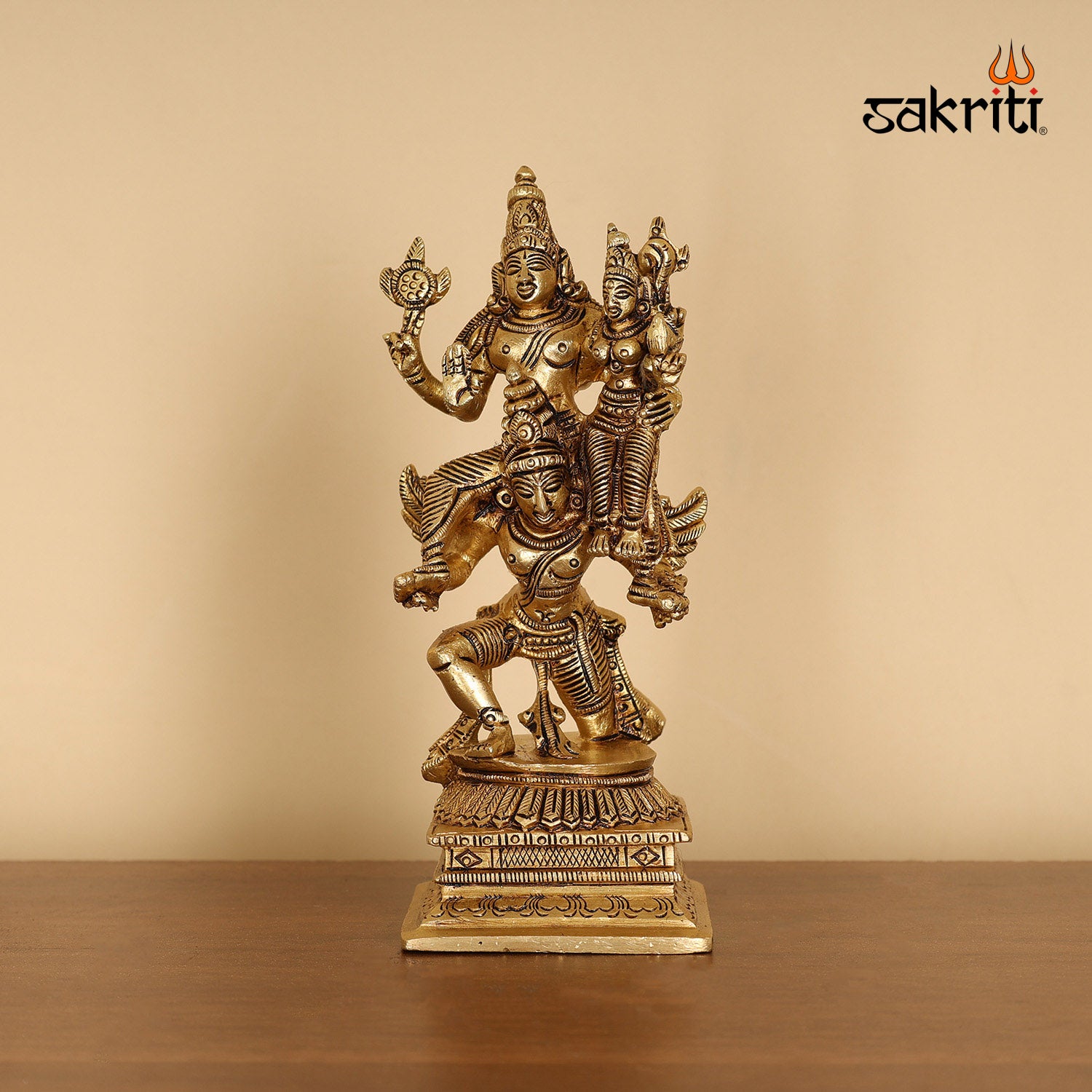 Brass Garuda Lakshmi with Vishnu – 5.4 Inch Divine Trio Statue for Dev ...
