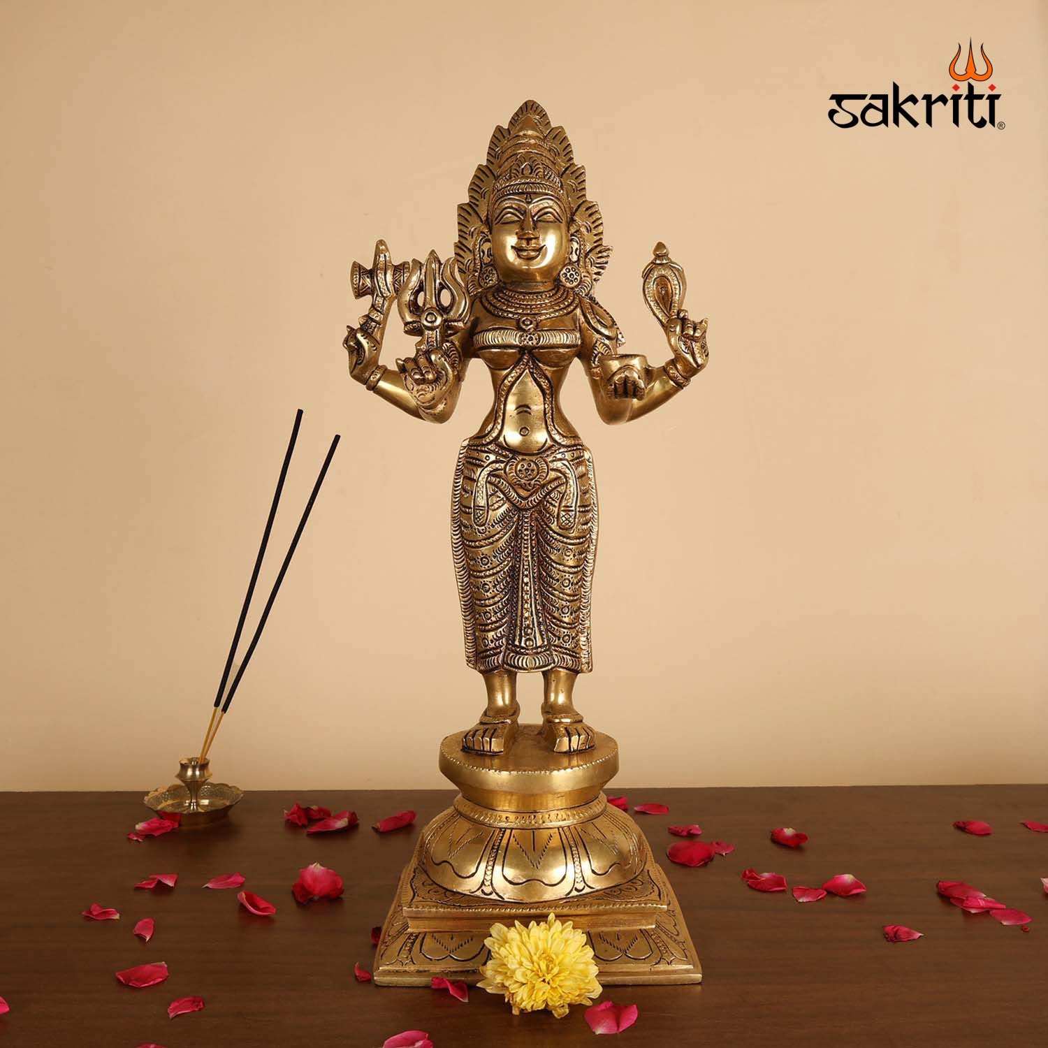 Brass Mari Amman – 15.2 Inch Healing Goddess Idol for Traditional Home ...