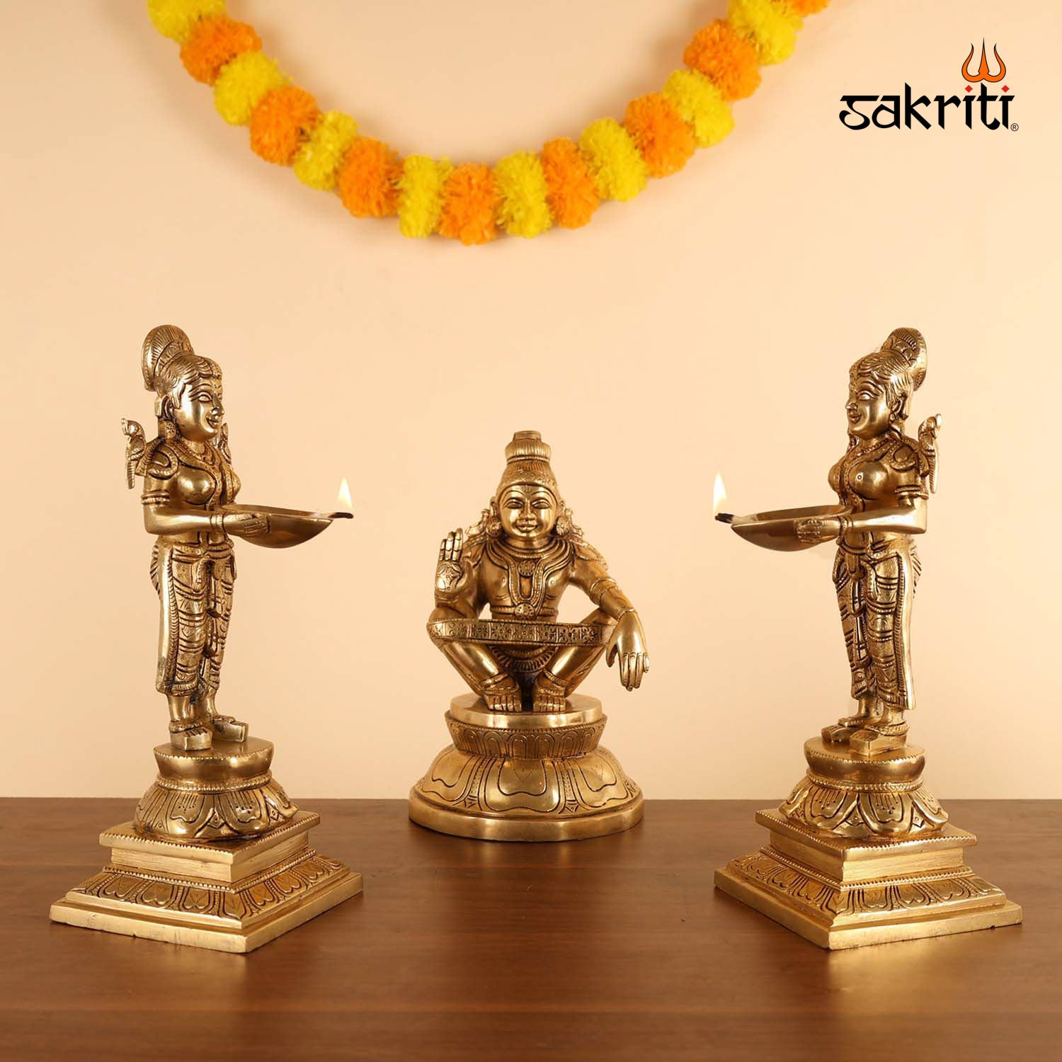 Brass Pavai Vilakku – 11.5 Inch Traditional Lady Oil Lamp for Festival ...