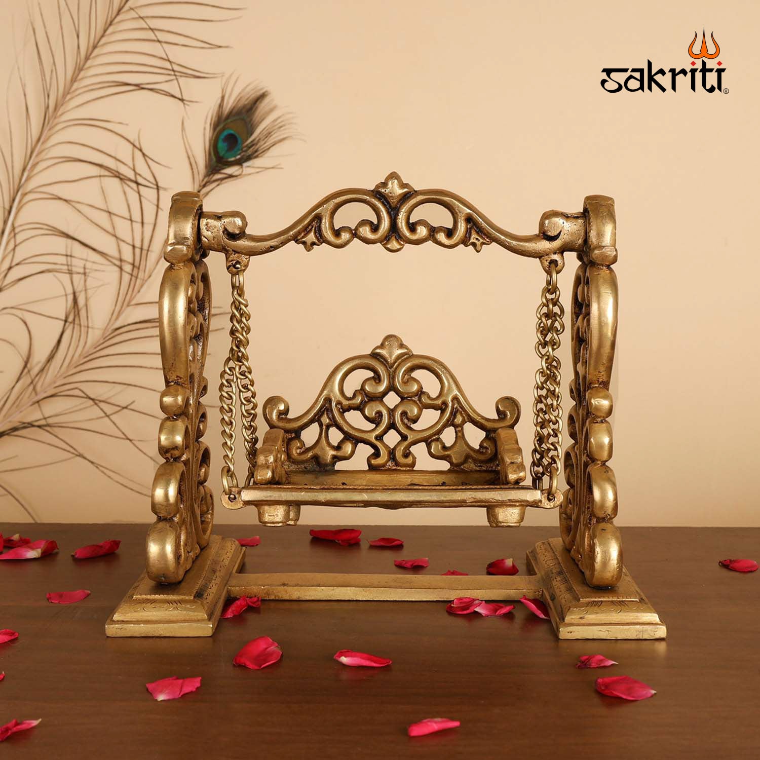Brass Jhula – 7.5 Inch Decorative Swing for Krishna Idols or Home Pooj ...