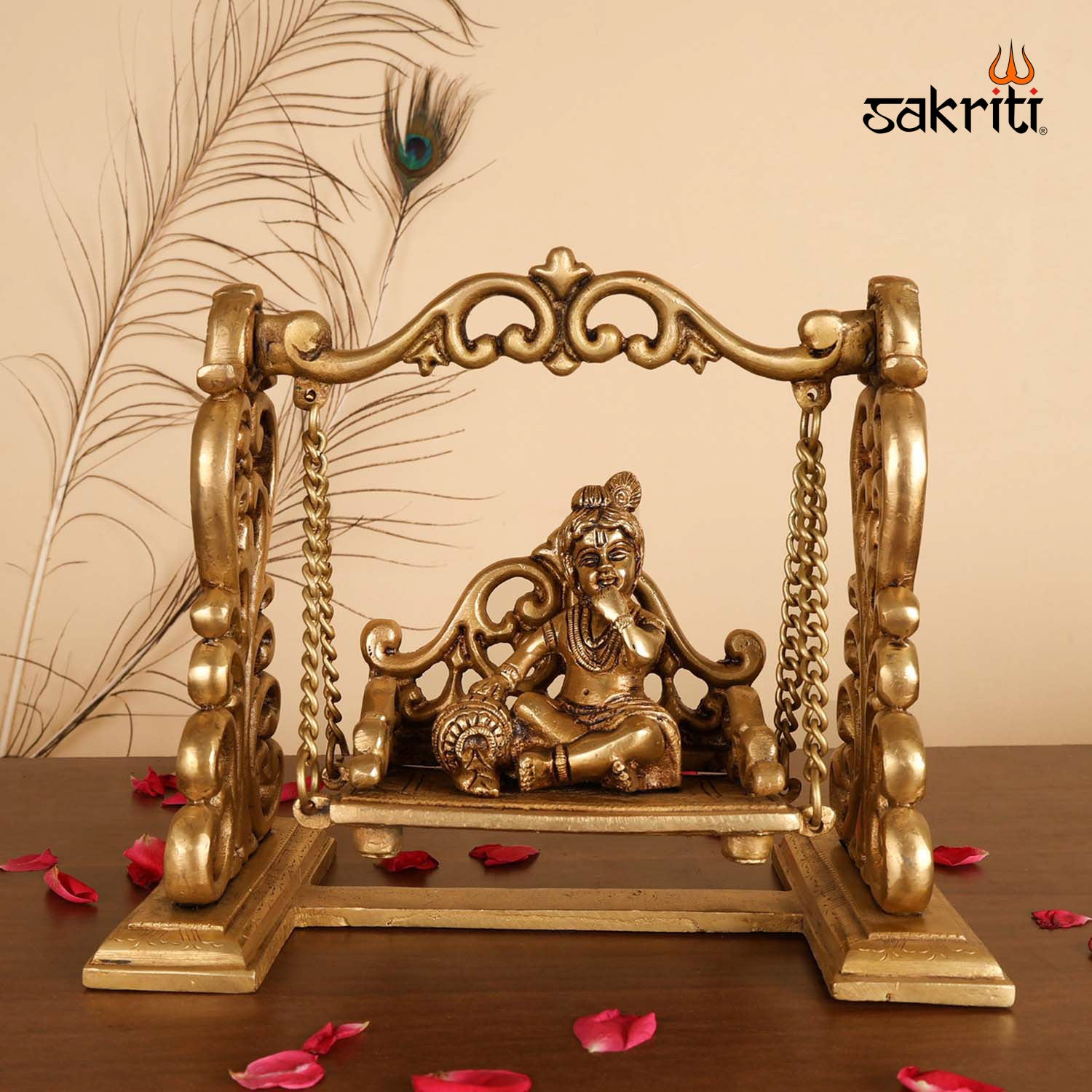 Brass Krishna with Jhula – 9.2 Inch Baby Krishna on Swing Idol for Jan ...