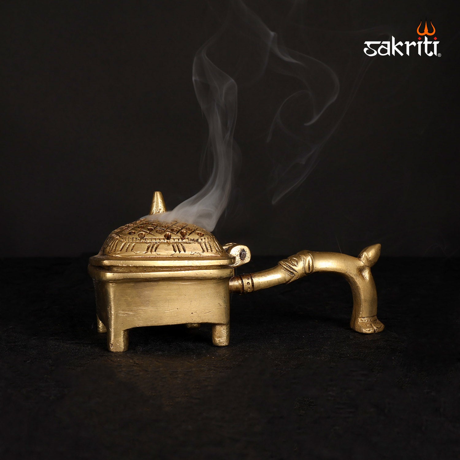 Brass Dhoop Dhani with Handle – 2.9 Inch Puja Incense Burner – Sacred Needs