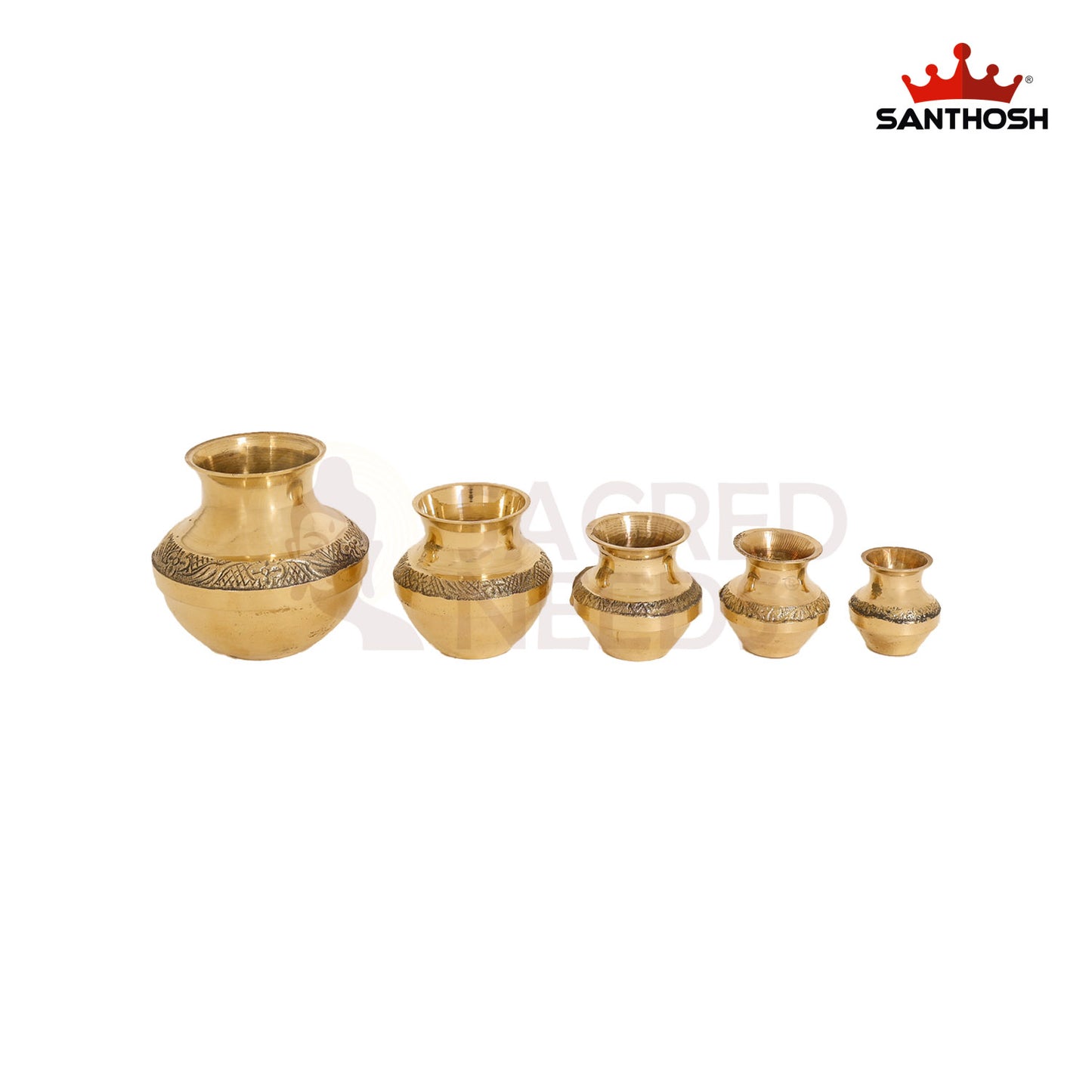 Brass Ghada / Kodam Set – 8 Inch Pot Set for Temple and Ritual Use ...
