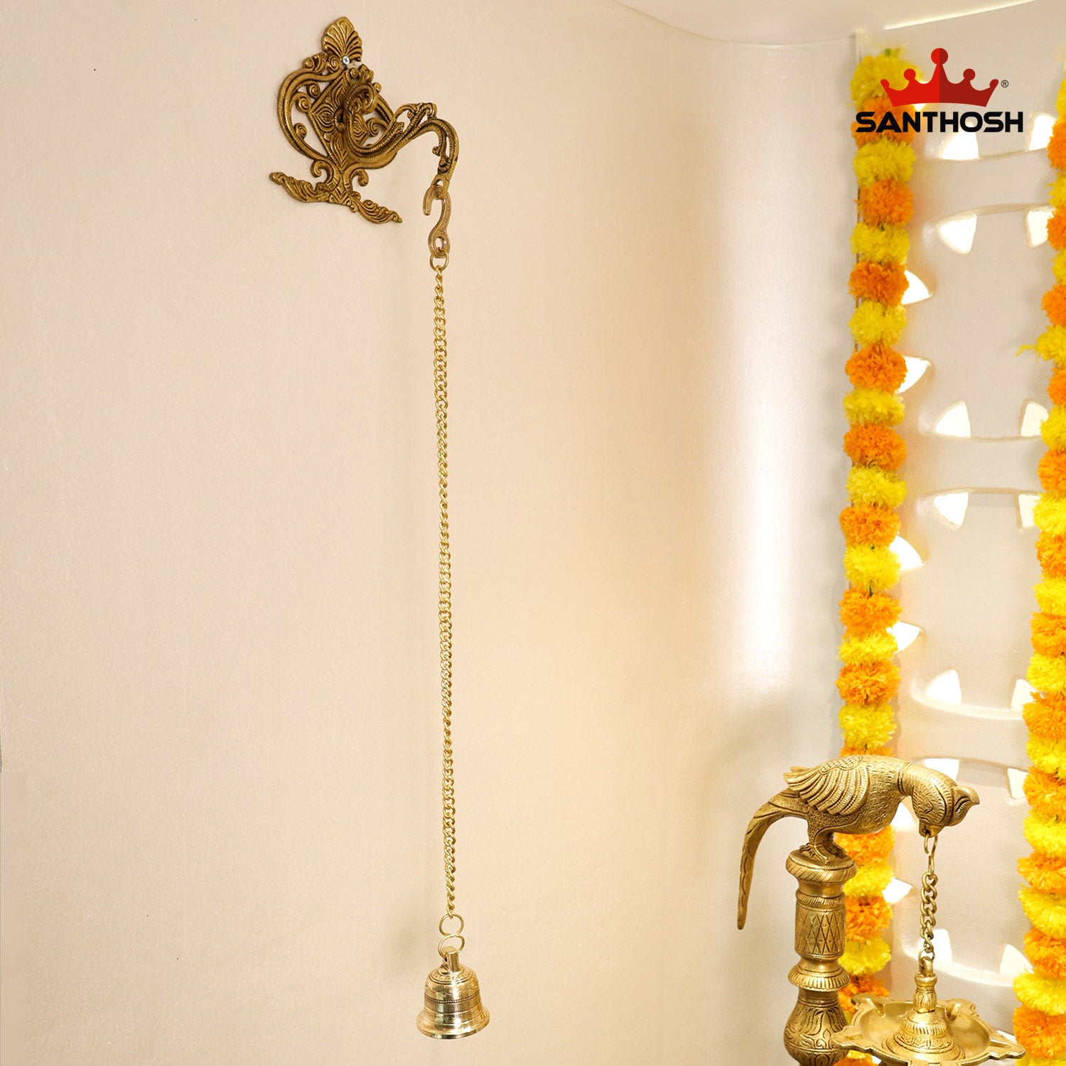 Brass Hanging Bell with Chain – 27 Inch Temple Ghanti for Door or Puja ...