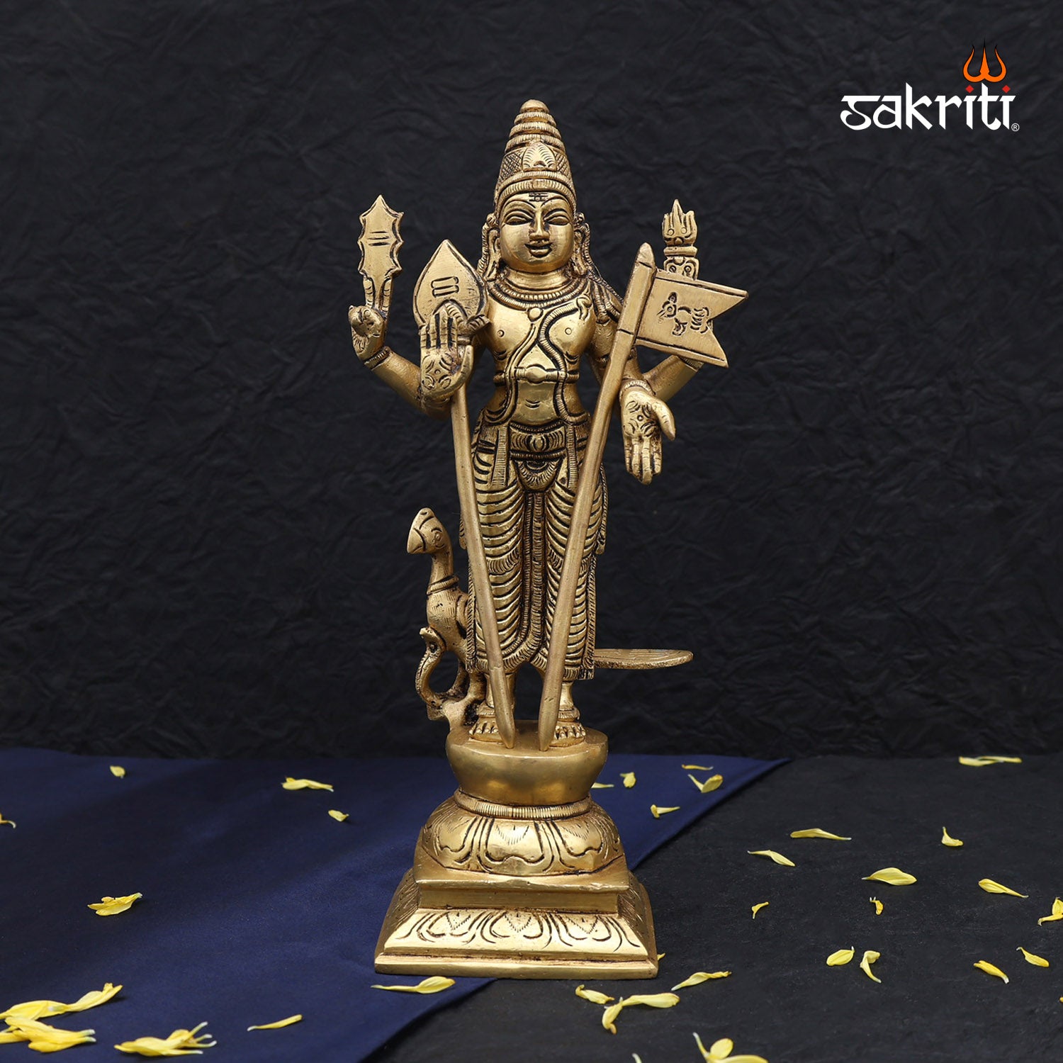 Brass Murugan Statue – 10 Inch Lord Kartikeya Idol for Worship – Sacred ...