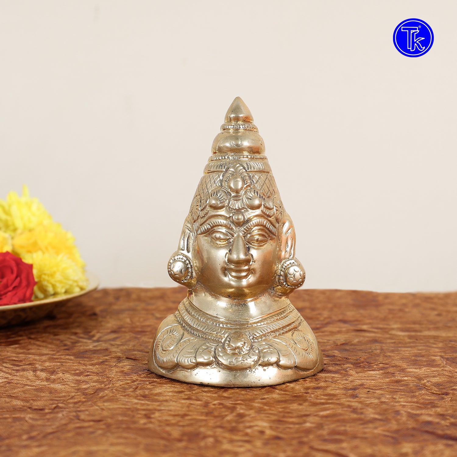 Brass Amman Face Wall Mounted – 5 Inch Devi Decor for Entrance – Sacred ...