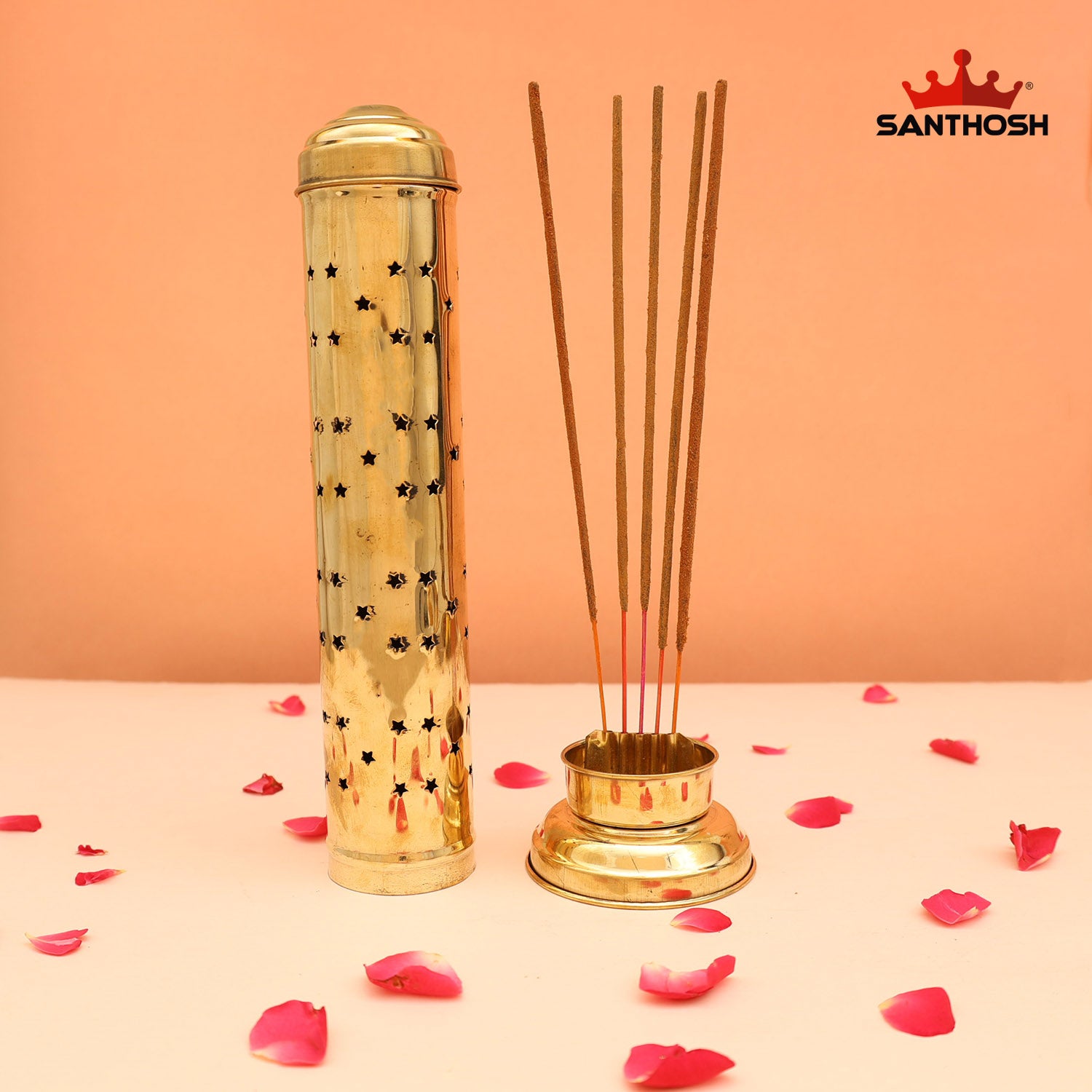Brass Pipe Agarbathi Stand – 11 Inch Tall Incense Holder for Pooja ...