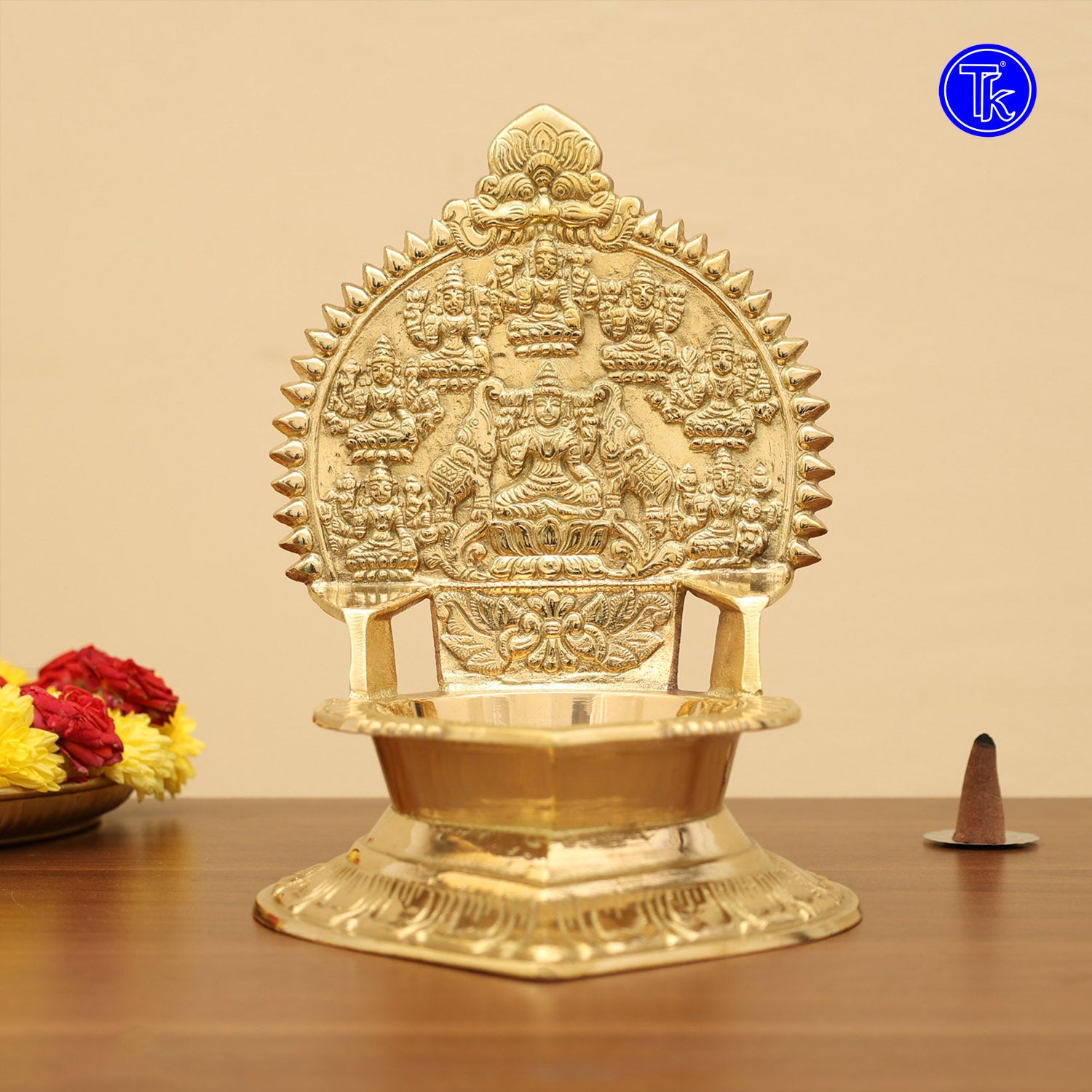 Brass Ashtalakshmi Vilakku – 8 Inch Devotional Deepam for Ritual Use ...