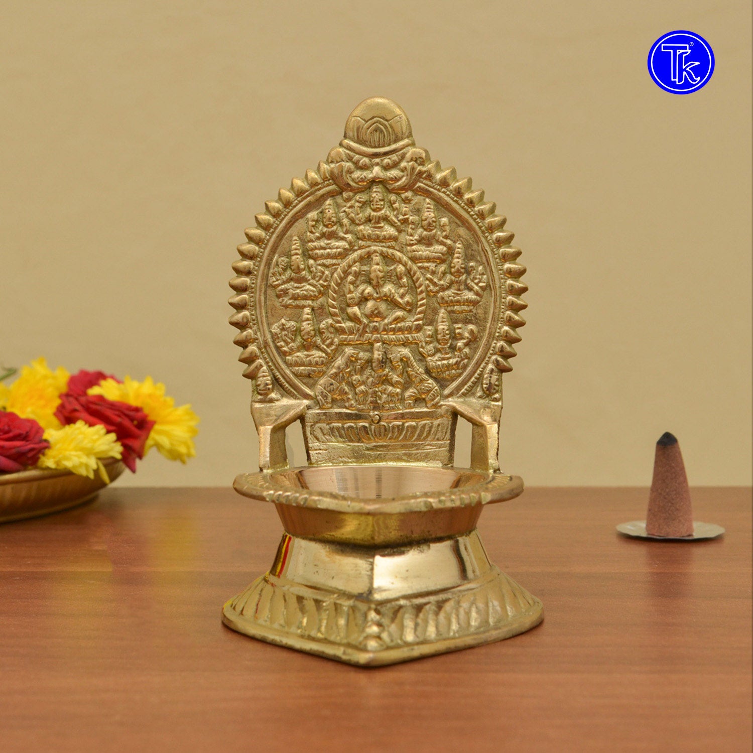 Brass Ashtalakshmi Vilakku – 5 Inch Puja Deepam with 8 Goddesses ...