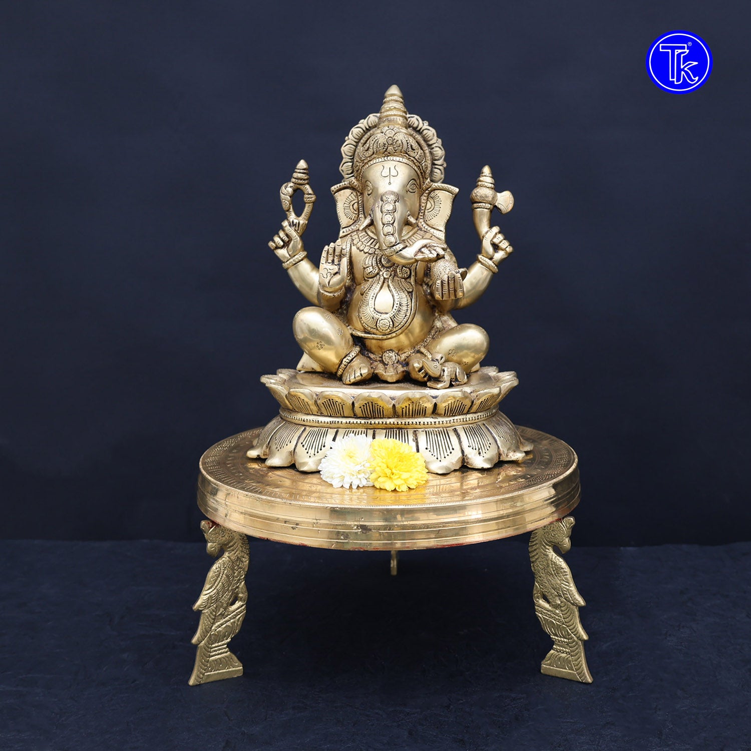 Mukkali with Flower Design – 6 Inch Tripod Style Stand for Idols or La ...