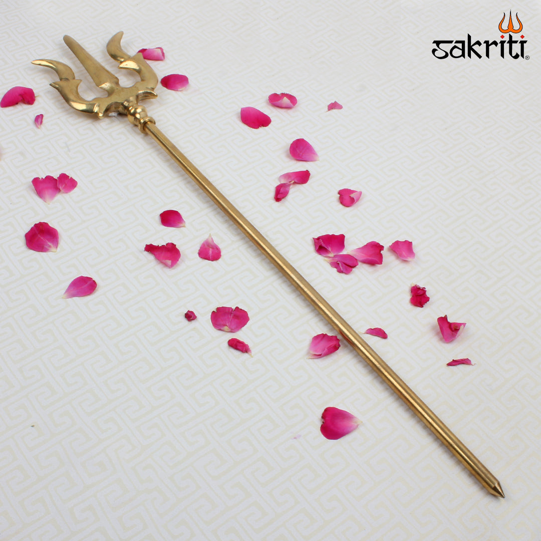 Brass Trishul – 24 Inch Brass Trident for Shivan Pooja or Temple Cerem ...