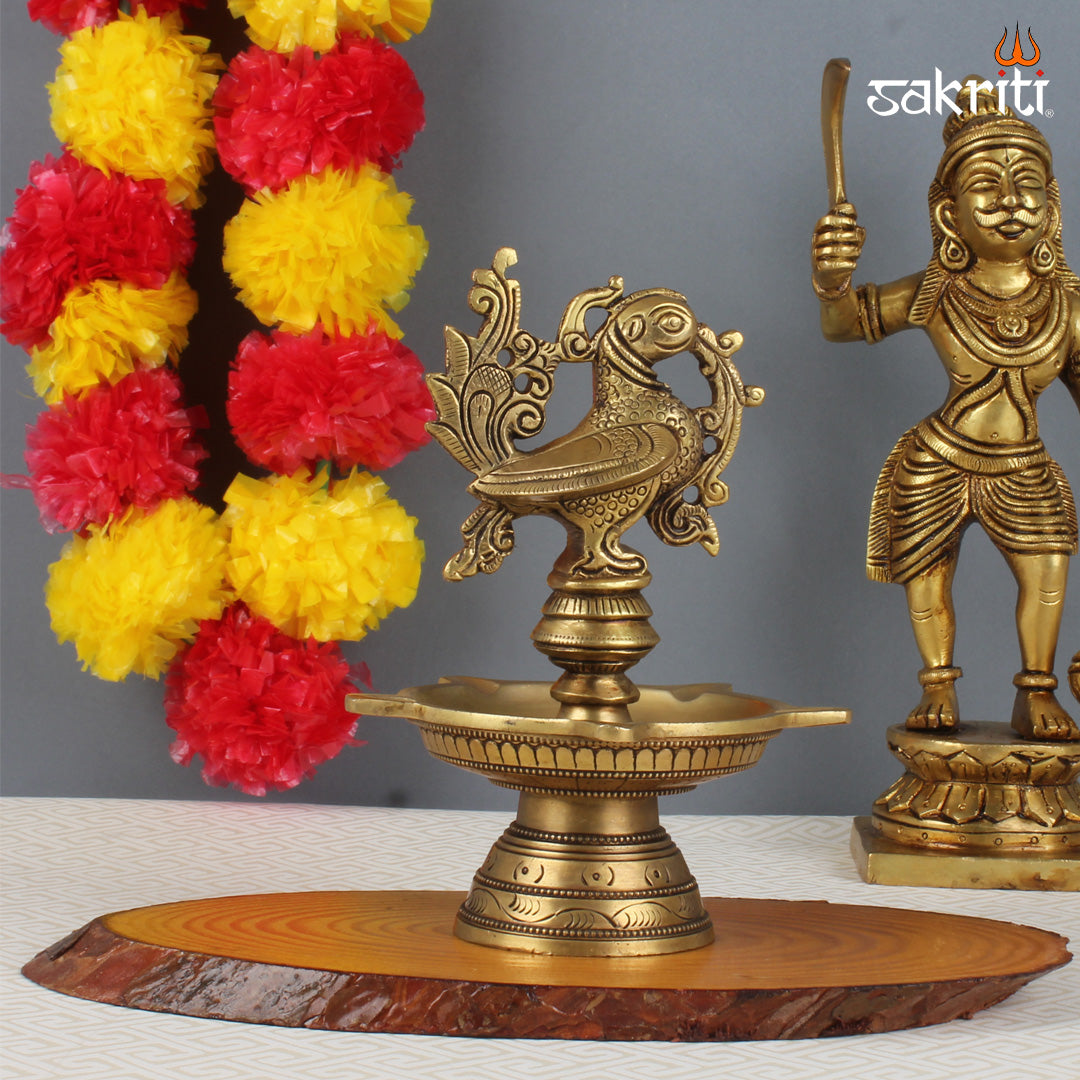 Brass 5 Mukh Annam Vilakku – 6.1 Inch Multi-Spout Annam Deepam for Hom ...