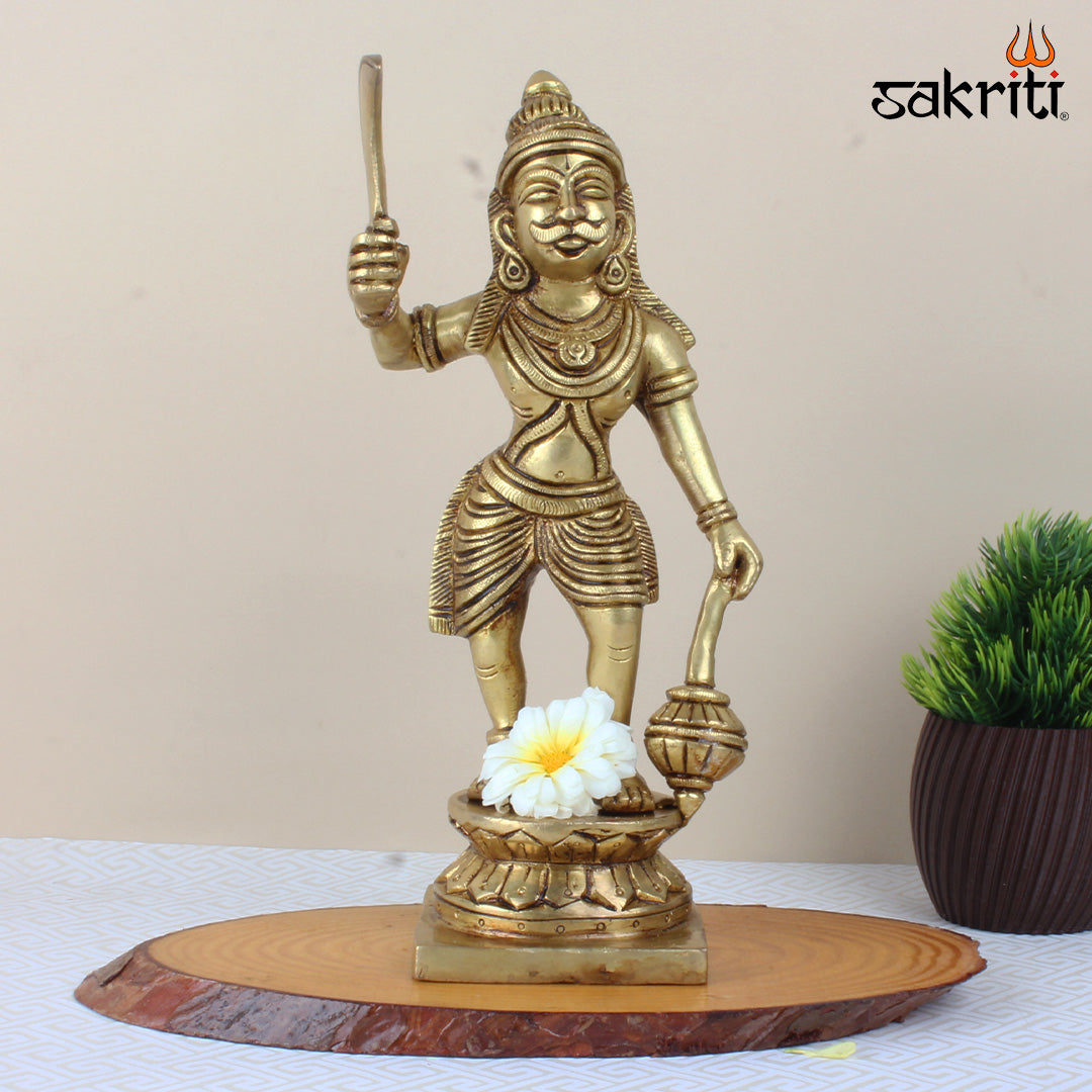 Brass Karupannasamy – 9 Inch Karuppu Sami Idol for Home Temple or Vill ...